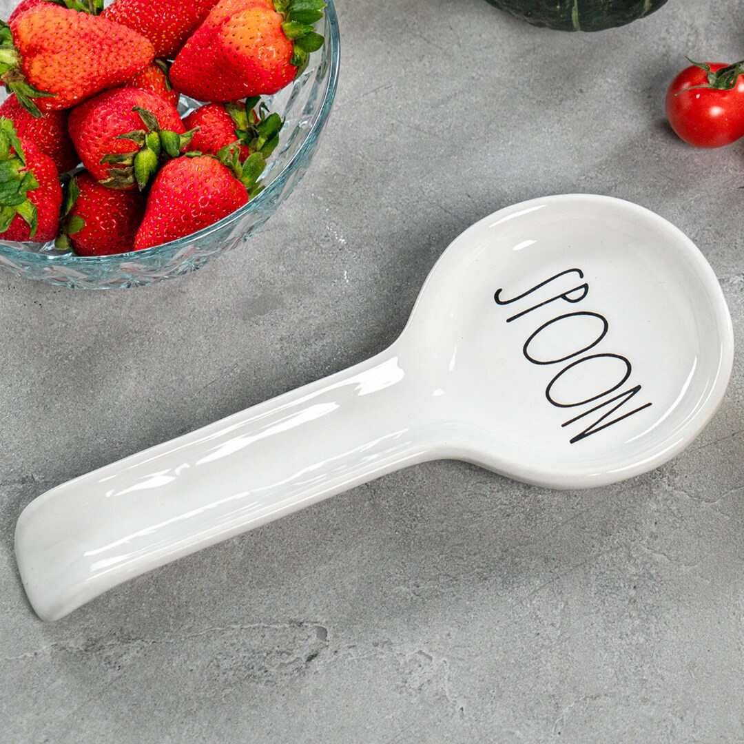 Farmhouse Spoon Rest for Stove Top by Brighter Barns White Ceramic ...