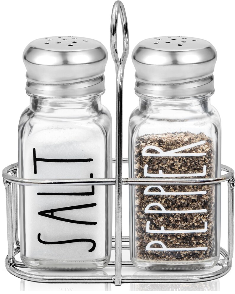 Farmhouse Salt and Pepper Shakers Set With Stainless Steel Lids and ...