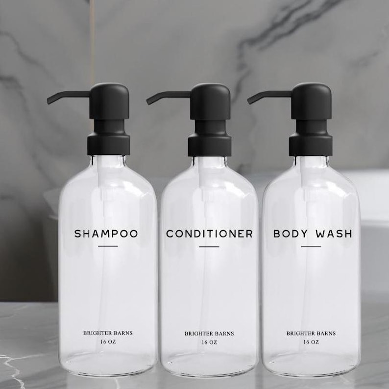 Matte Black Shampoo Dispenser Set: Refillable Shower Bottles - Etsy