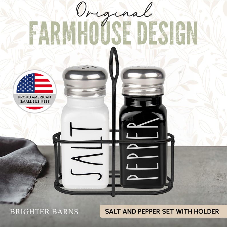Farmhouse Salt and Pepper Shakers Set With Stainless Steel Lids and ...