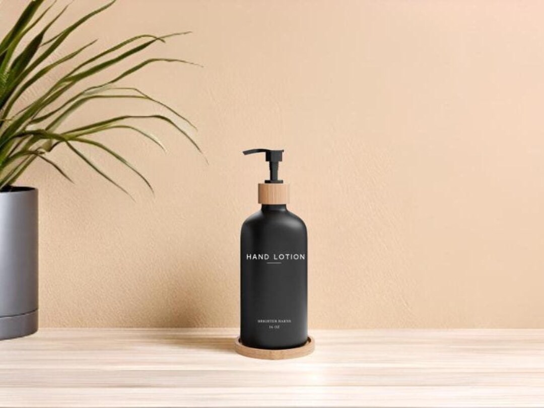 Black Glass Lotion Dispenser With Pump - Hand Lotion Dispenser Bathroom ...