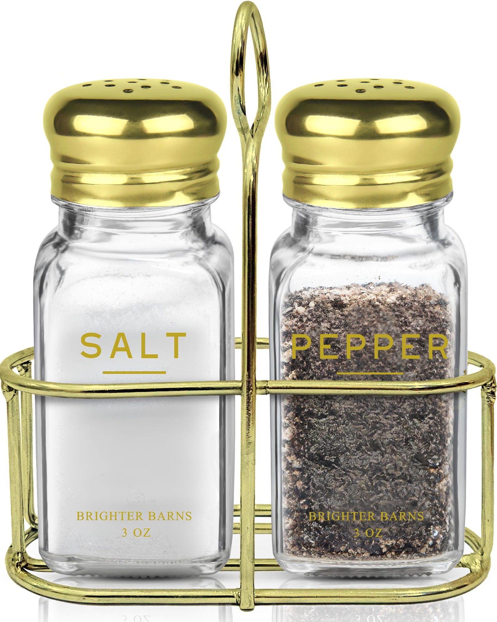 Farmhouse Salt and Pepper Shakers Set With Metal Holder: Modern Kitchen ...