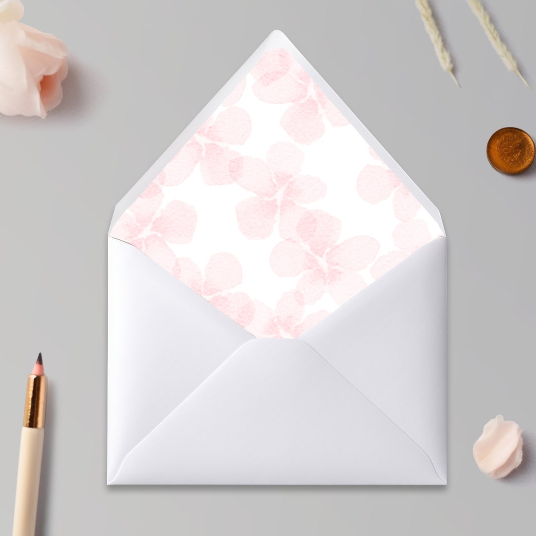 10 Printable Pink Petal Euro Flap and Square Flap Envelope Liners - A7 ...