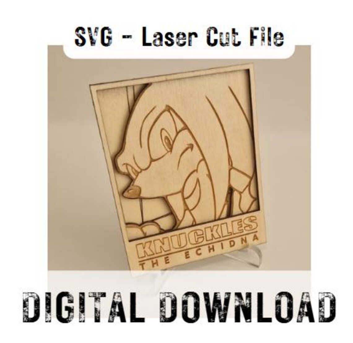 Knuckles Inspired Laser Cut Card SVG - Digital File for Sonic & Friends ...