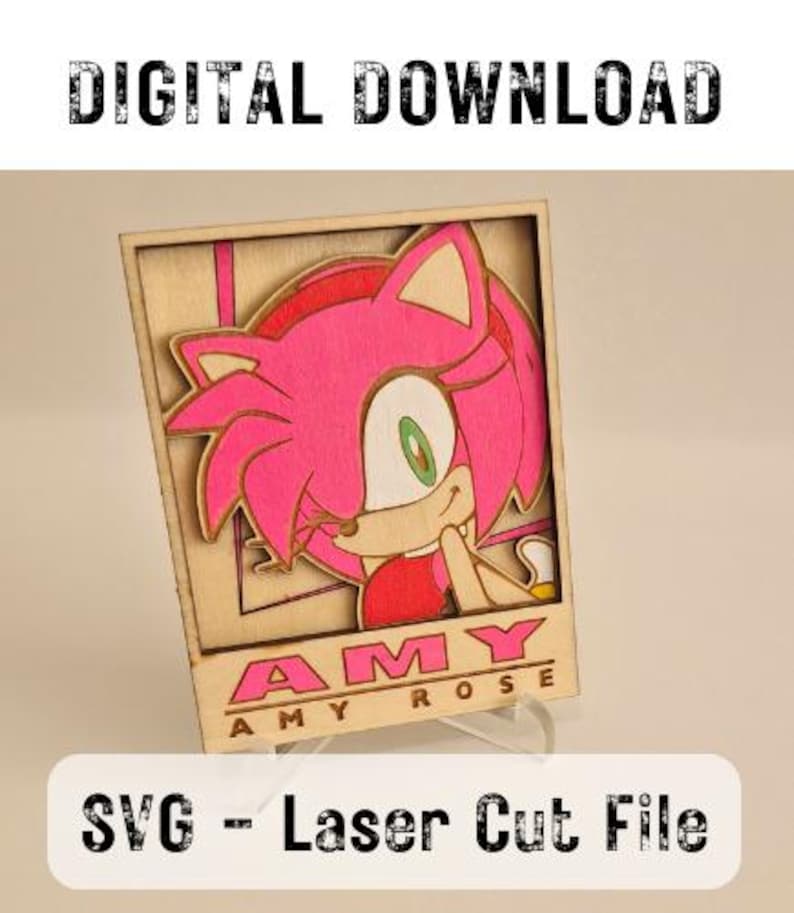 Amy Rose Inspired Laser Cut Card SVG - Digital File for Sonic and ...