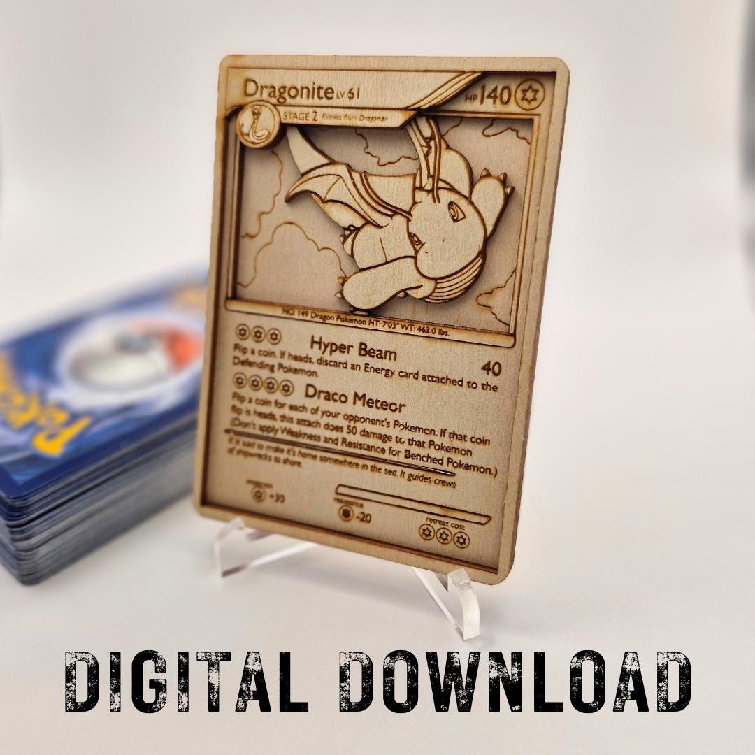 Dragonite Inspired Pokémon Card SVG | Laser Cut File | Digital Download ...