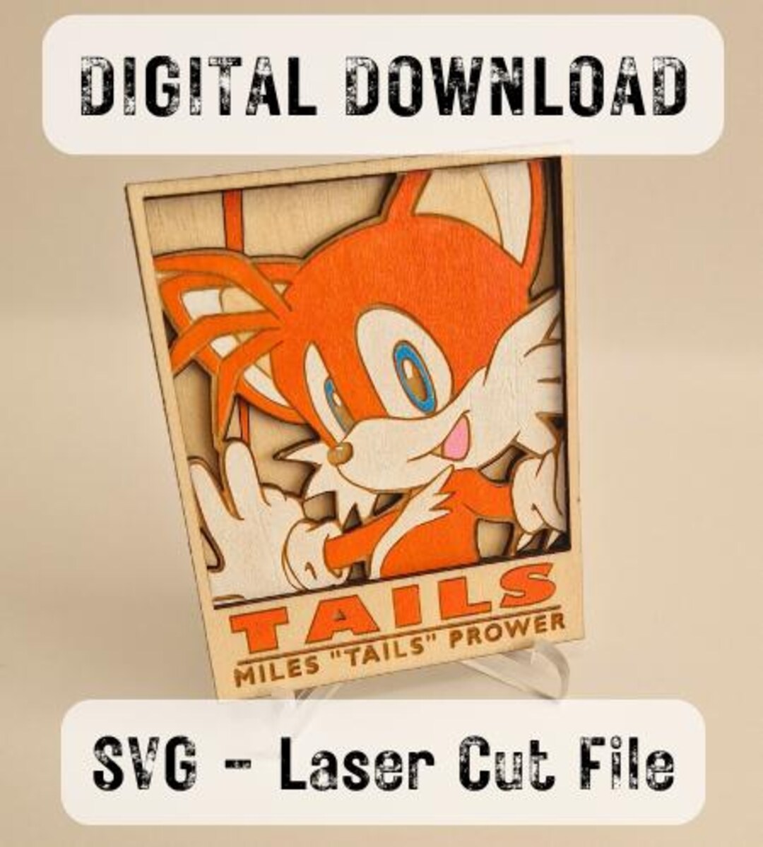 Tails Inspired Layer Art | Laser Cut Card SVG - Digital File for Sonic ...