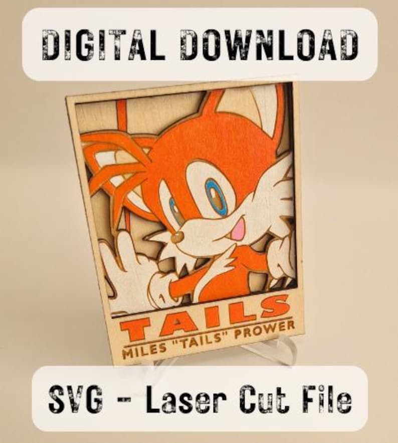 Tails Inspired Laser Cut Card SVG - Digital File for Sonic and Friends ...