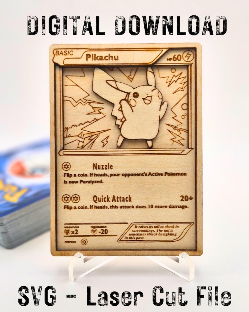 Pikachu Inspired Pokémon Card SVG | Laser Cut File | Digital Download ...