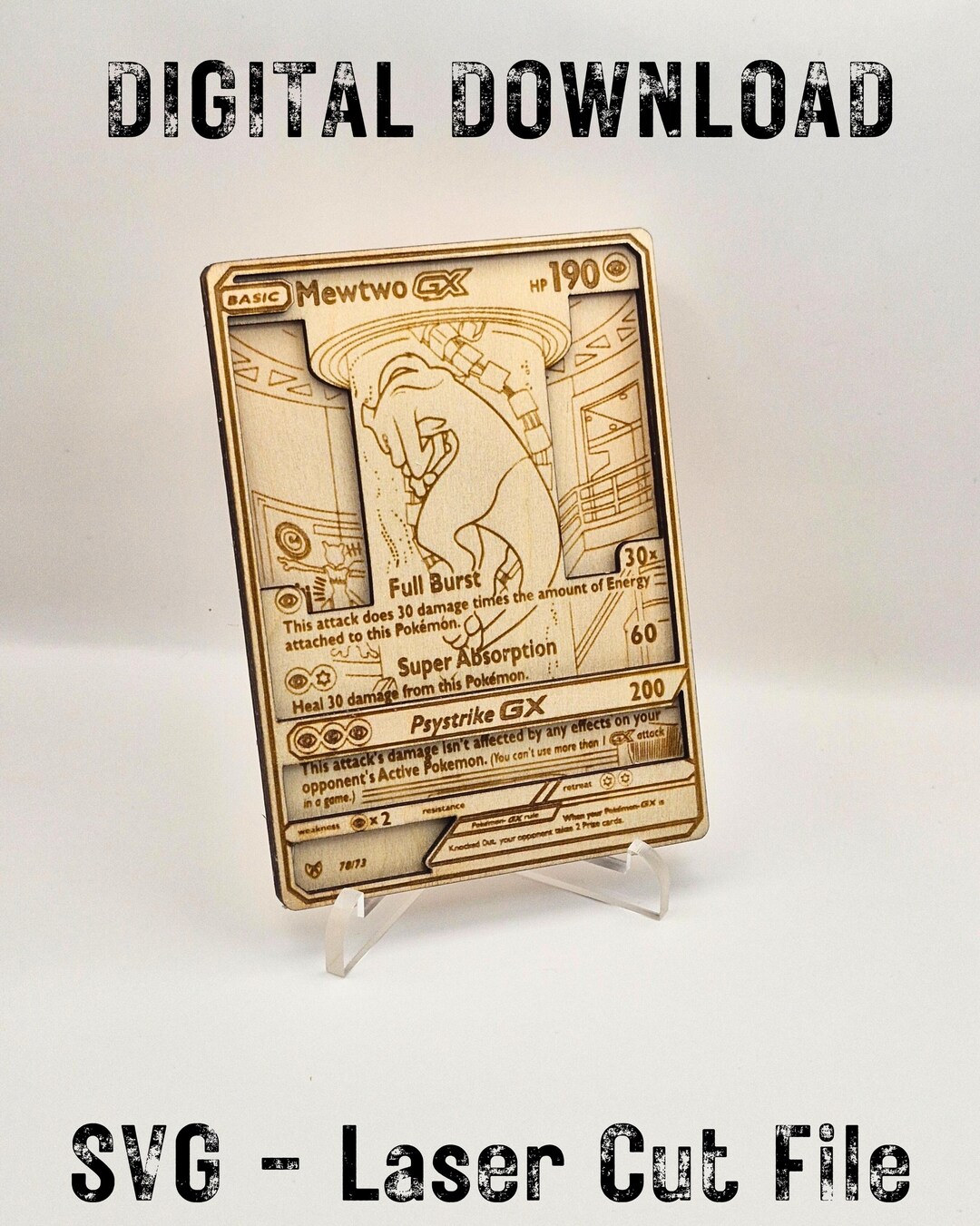 Mewtwo GX Inspired Pokémon Card SVG | Laser Cut File | Digital Download ...