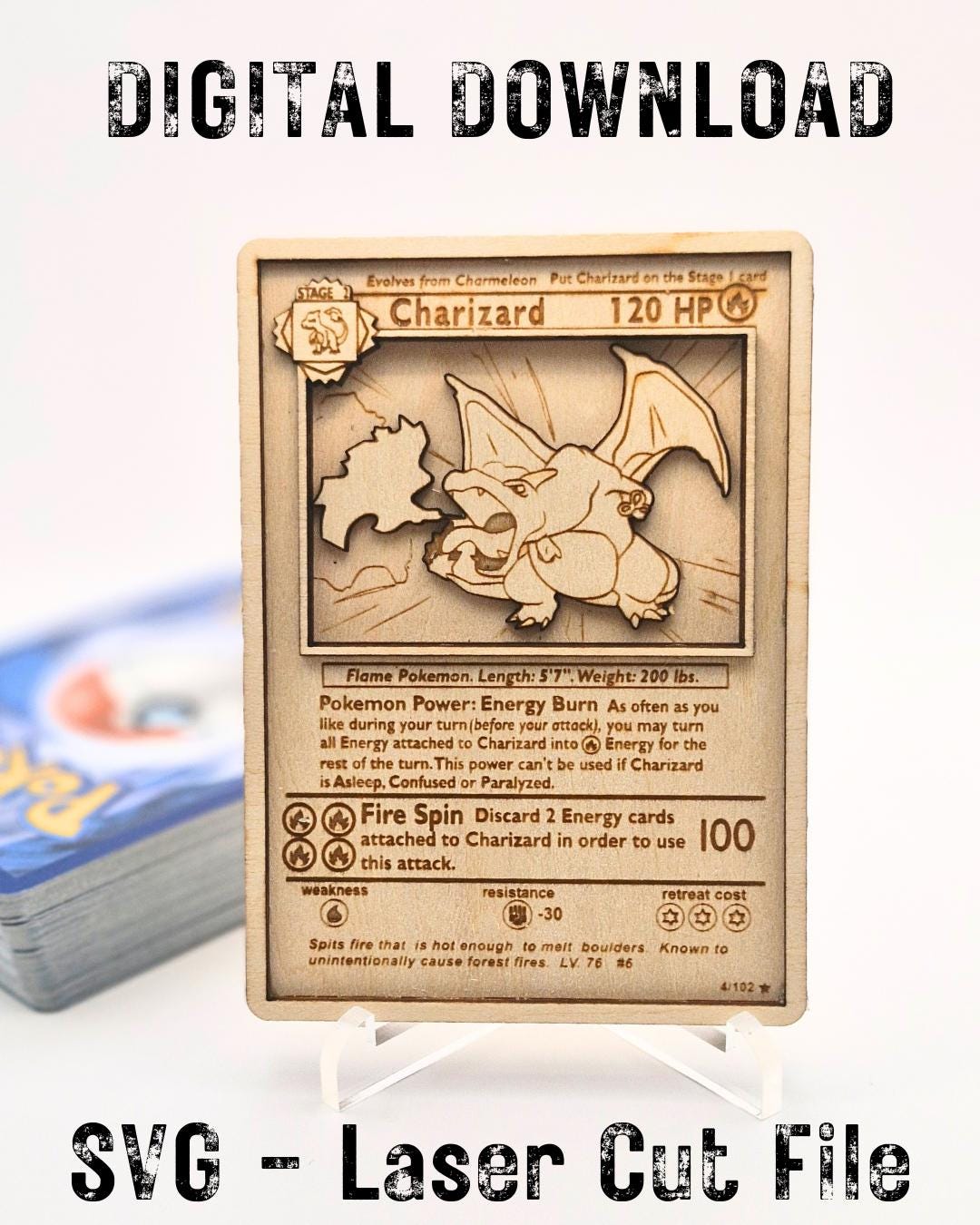 Charizard Inspired Pokémon Card SVG | Laser Cut File | Digital Download ...