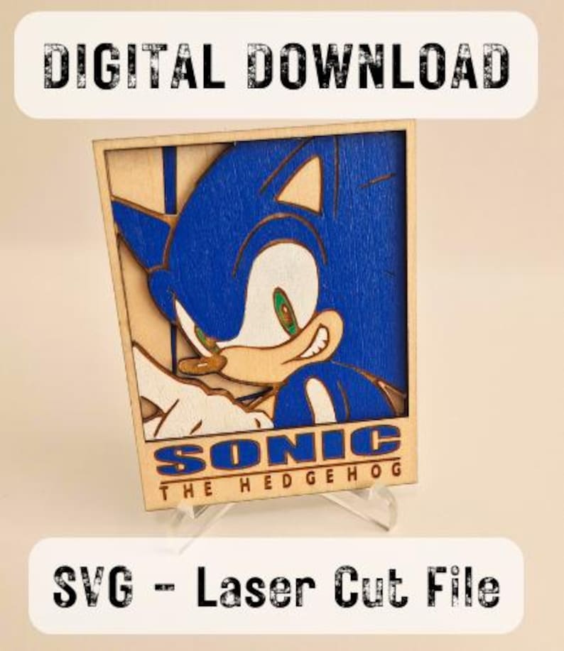 Sonic Inspired Laser Cut Card SVG - Digital File for Sonic - Fan Art ...