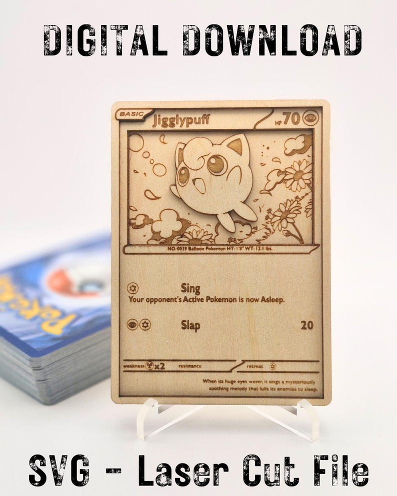 Jigglypuff Inspired Layer Art | Wood Pokémon Card SVG | Laser Cut File ...
