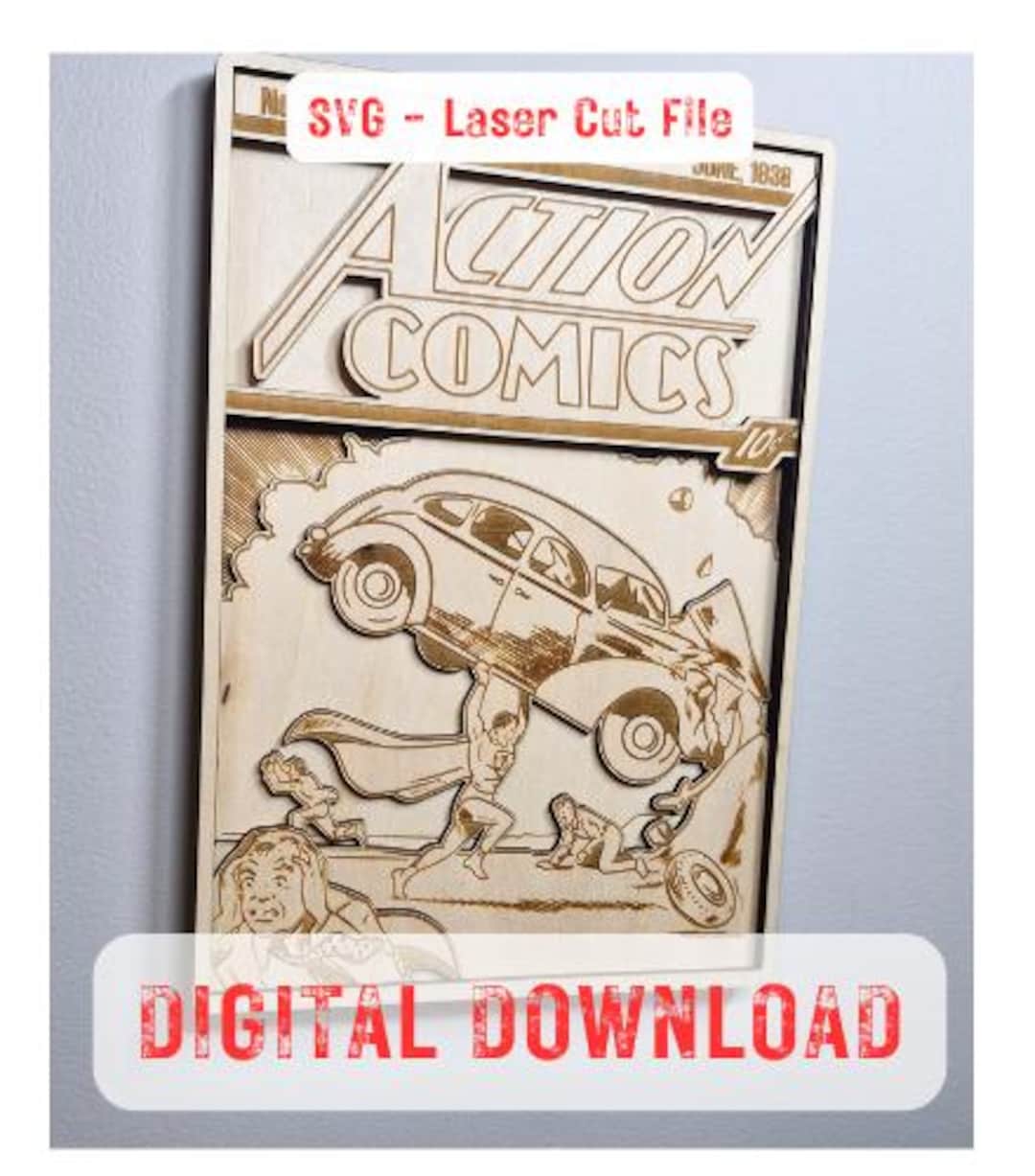 Action Comics #1 Layered Comic Book Cover Fan Art – 5 Layer SVG Laser ...