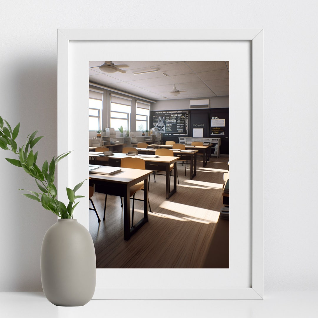 School Classroom Digital Art Print AI Generated Art - Etsy