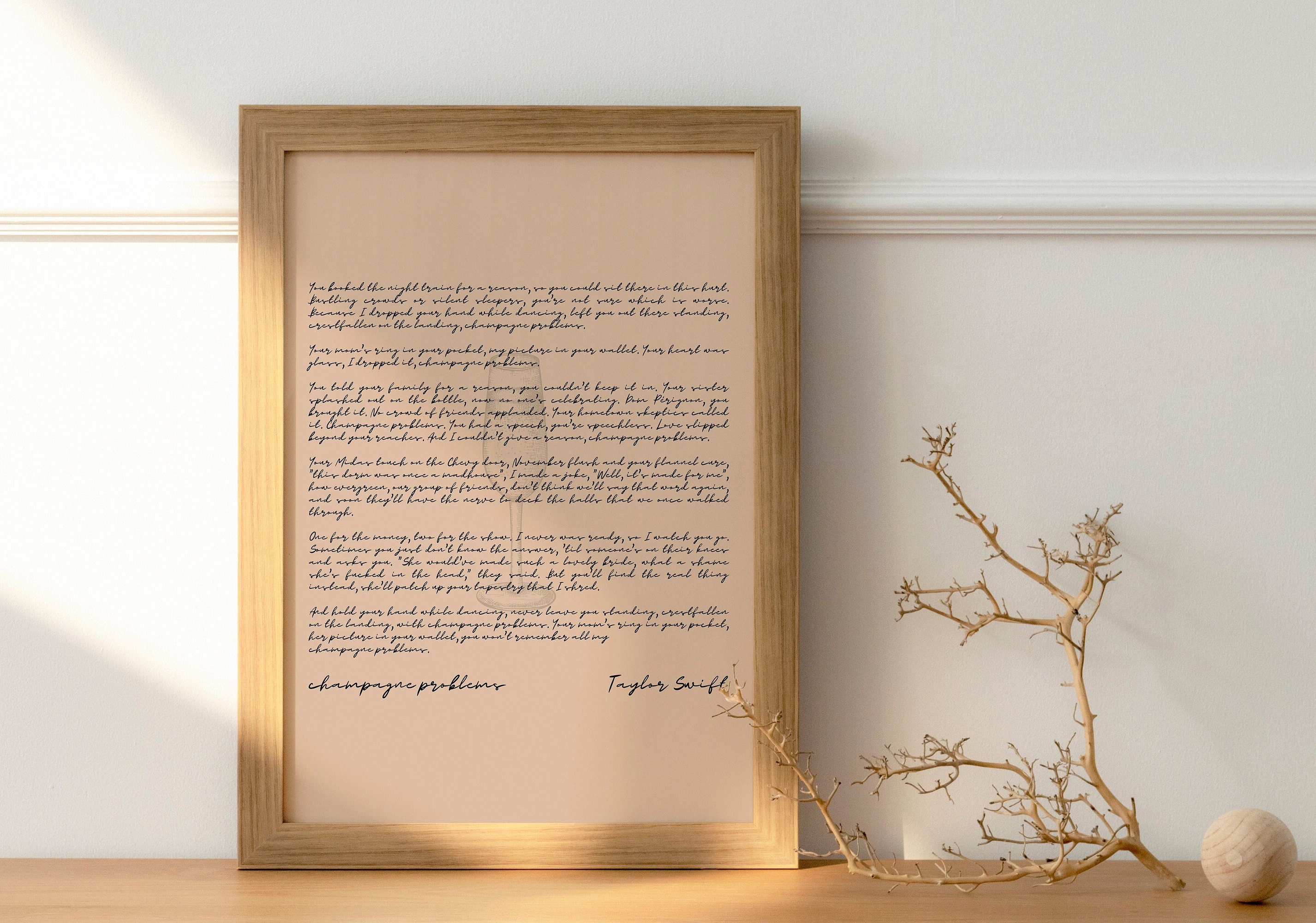 Taylor Swift Champagne Problems Lyric Print Surprise Song Swiftie Merch ...