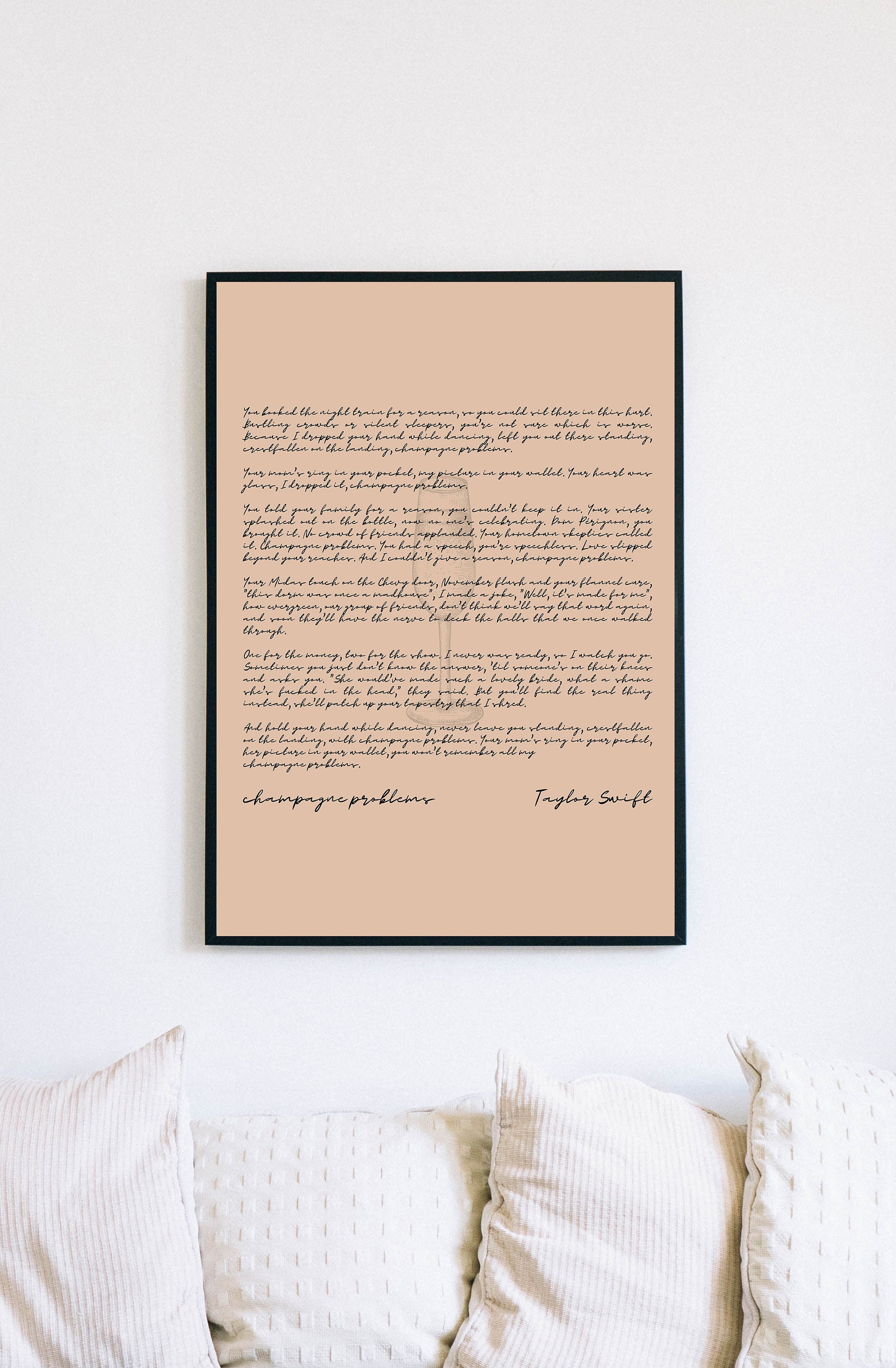Taylor Swift Champagne Problems Lyric Print Surprise Song Swiftie Merch ...