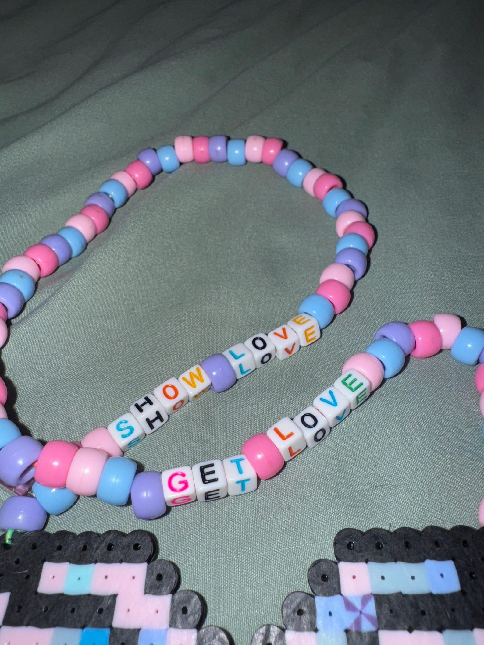 EDM Heart Hands Perler, Perler Bead Necklace, Rave Perler, Rave Fit ...