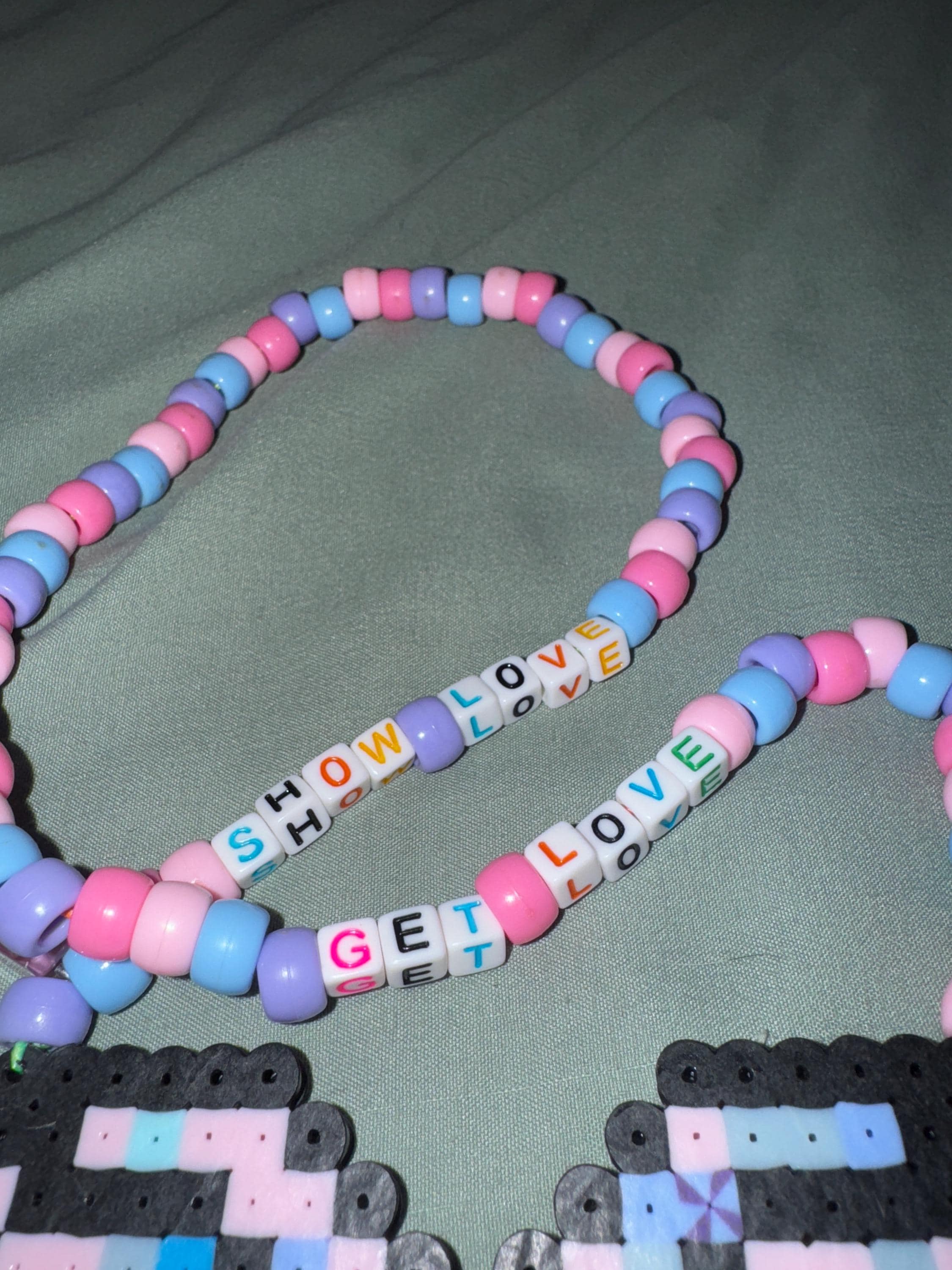 EDM Heart Hands Perler, Perler Bead Necklace, Rave Perler, Rave Fit, Rave Fits, Rave Outfit ...