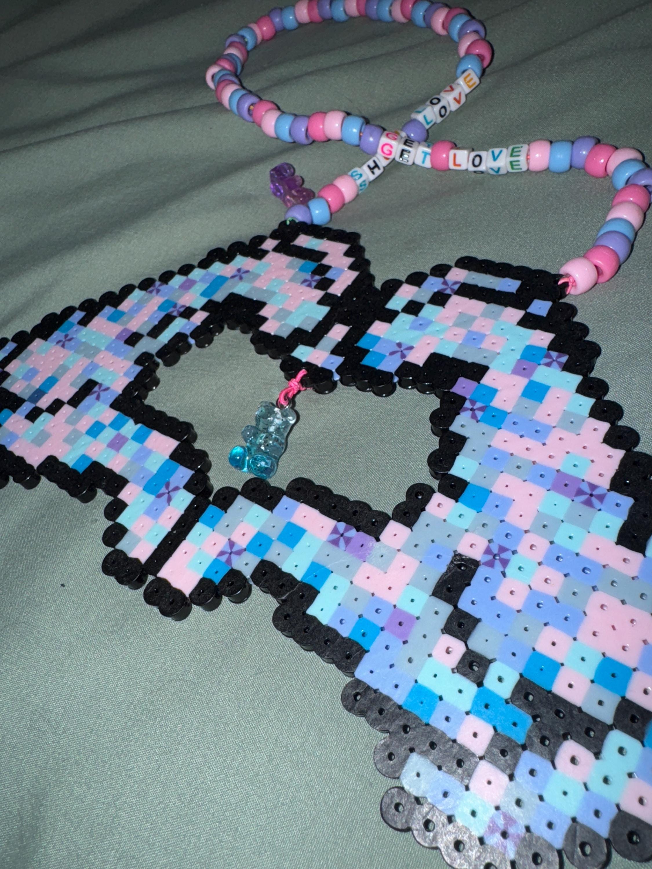 EDM Heart Hands Perler, Perler Bead Necklace, Rave Perler, Rave Fit ...