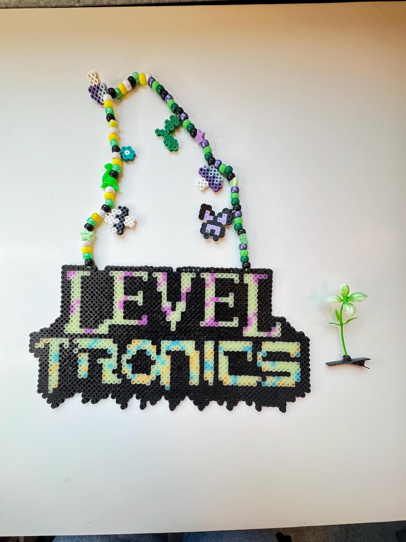 Leveltronics Glow-in-the-dark Perler Bead Necklace | EDM Rave Outfit - Etsy