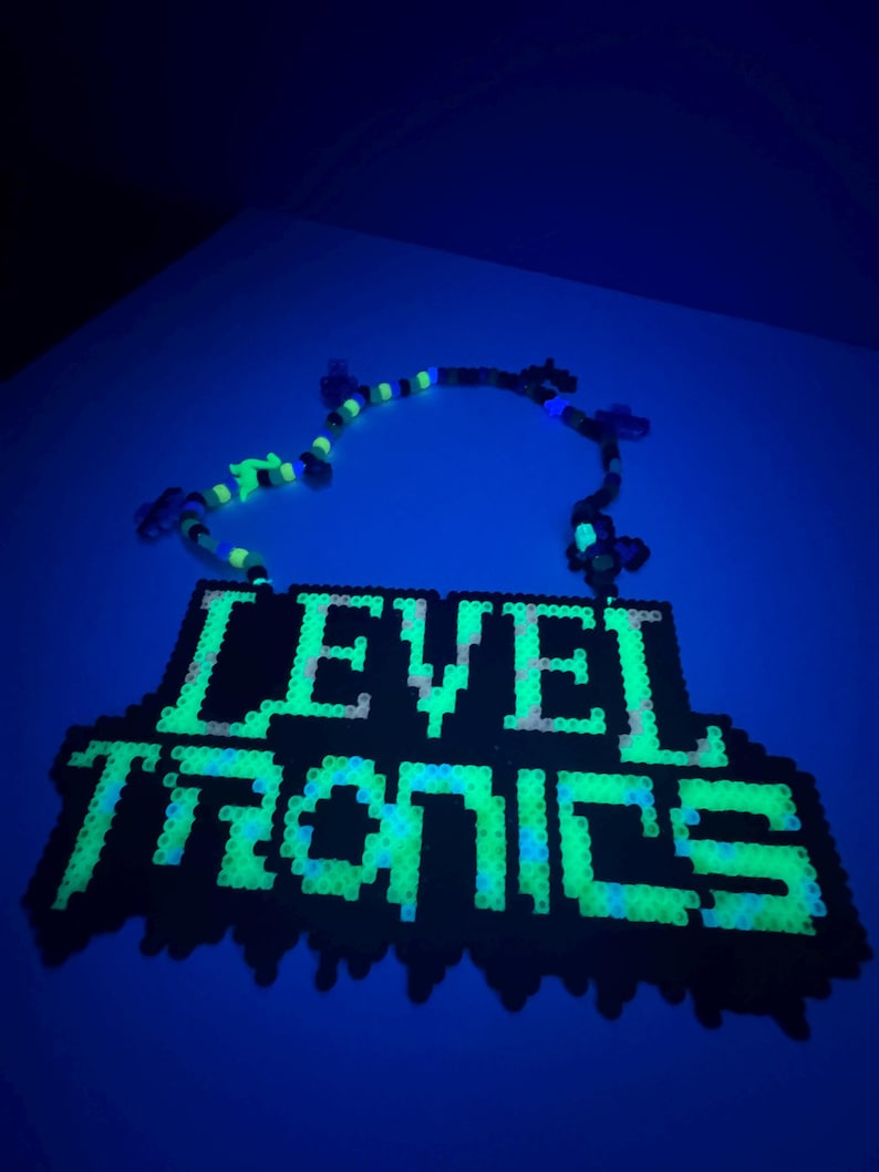 Leveltronics Glow-in-the-dark Perler Bead Necklace | EDM Rave Outfit - Etsy