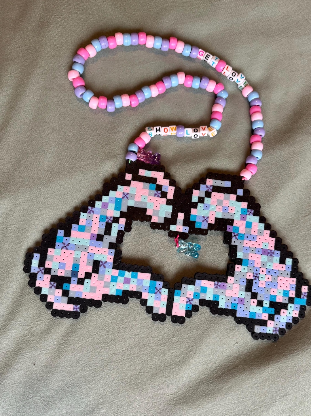 EDM Heart Hands Perler, Perler Bead Necklace, Rave Perler, Rave Fit ...