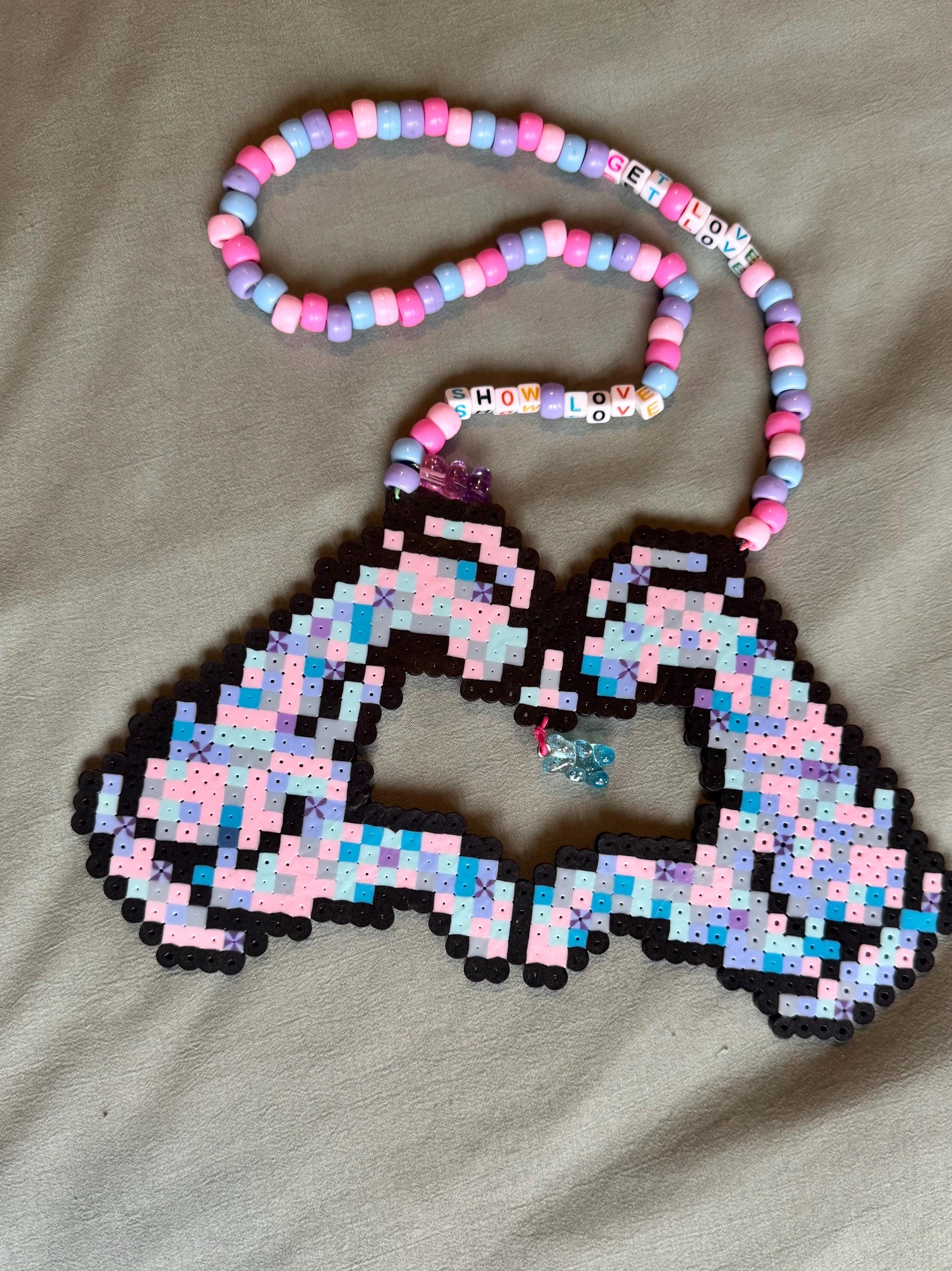 EDM Heart Hands Perler, Perler Bead Necklace, Rave Perler, Rave Fit ...
