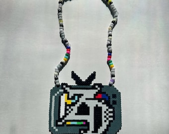 Custom Rated R Dinosaur Perler Bead Necklace | EDM Perler, Dubstep ...
