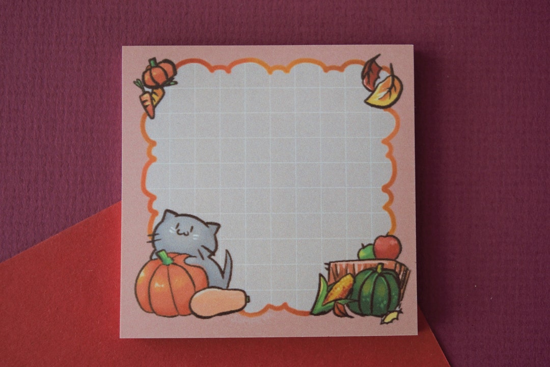 Cute Cozy Cat Fall Autumn Sticky Notes Post-it Notes Fall - Etsy