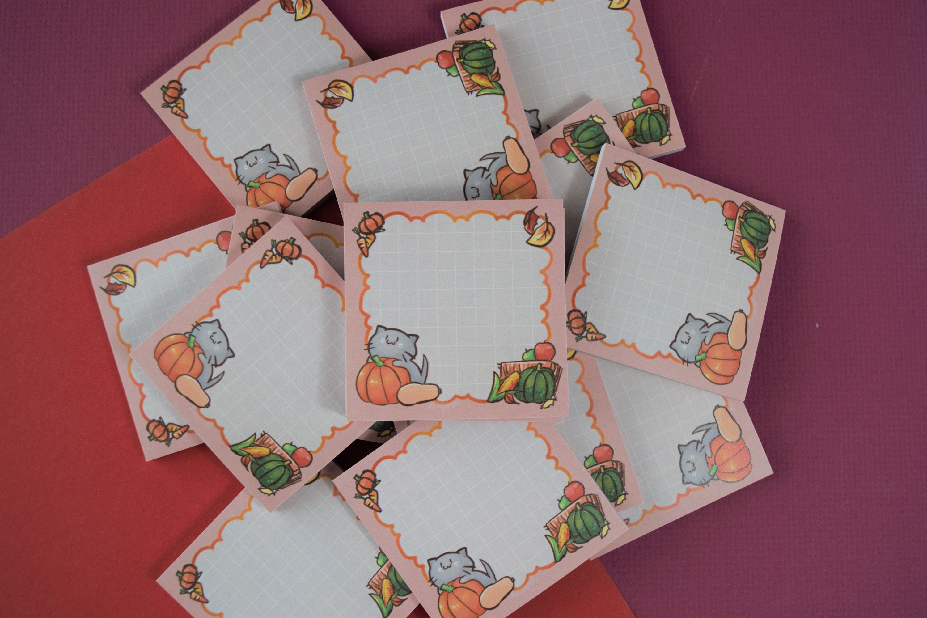 Cute Cozy Cat Fall Autumn Sticky Notes Post-it Notes Fall - Etsy
