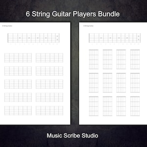 6 String Printable Guitar Players Bundle, Blank Fretboards and Chord ...