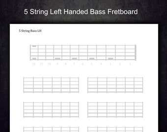 LEFT-HANDED Blank Fretboard Diagrams for 4-string Bass Guitar Printable ...