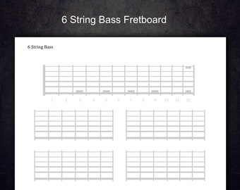 Blank Fretboard Diagrams for 4-string Bass Guitar Printable Blank Bass ...