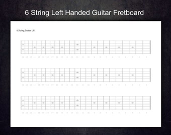 LEFT-HANDED Blank Fretboard Diagrams for 6-string Guitar Printable - 7 ...