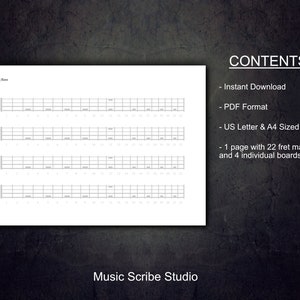 4 String Printable Bass Blank Fretboard With 22 Frets. - Etsy