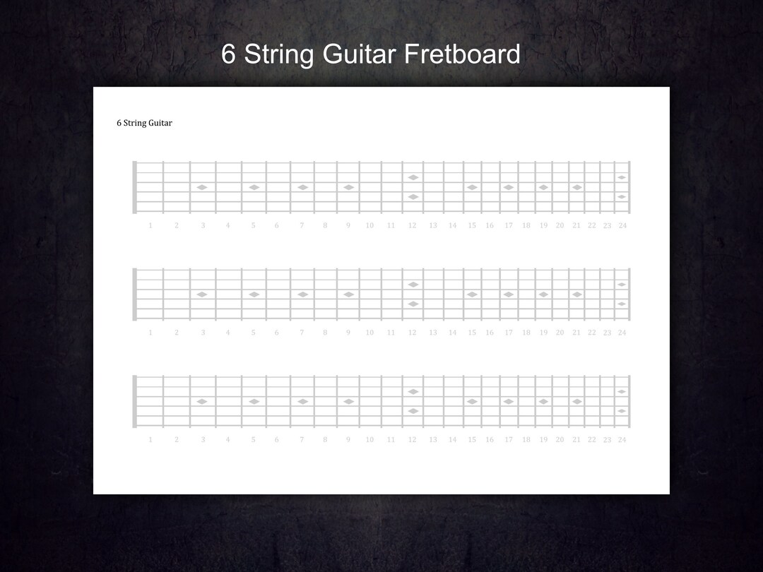 6 String Printable Guitar Blank Fretboard With 24 Frets. - Etsy