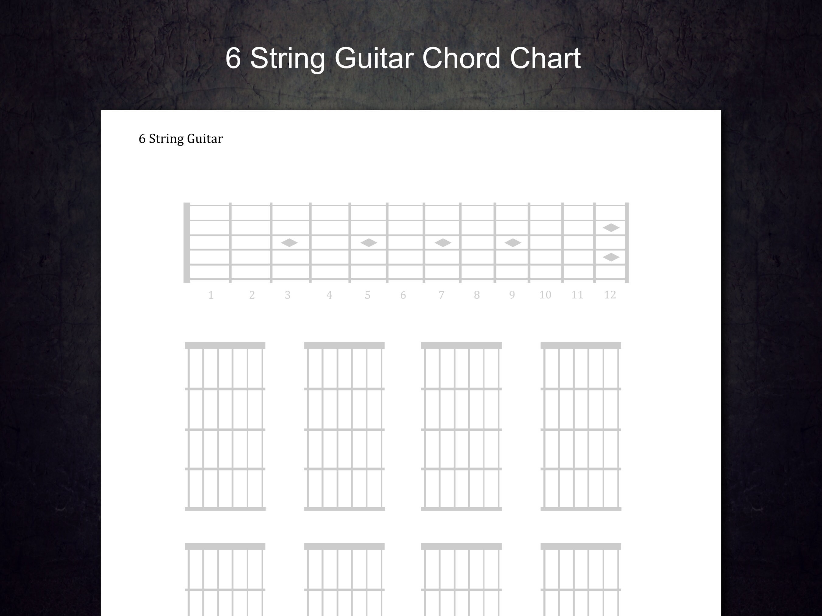6 String Printable Guitar Blank Chord Charts. - Etsy
