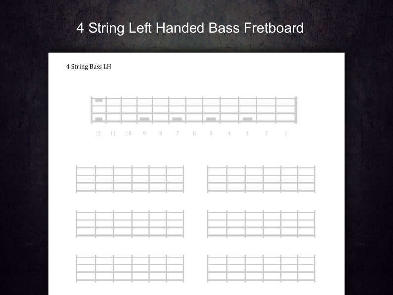 4 String Printable Left Handed Bass Blank Fretboard. - Etsy