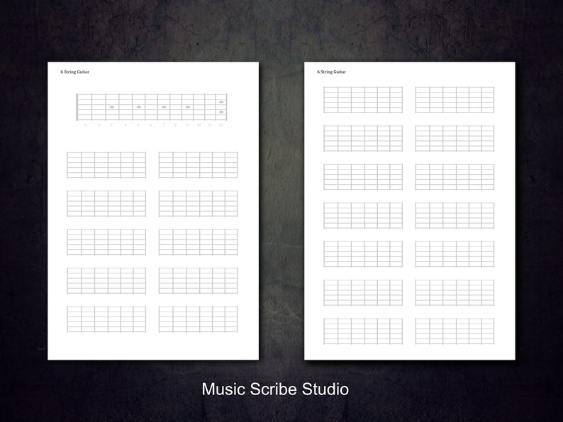 6 String Printable Guitar Blank Fretboard. - Etsy