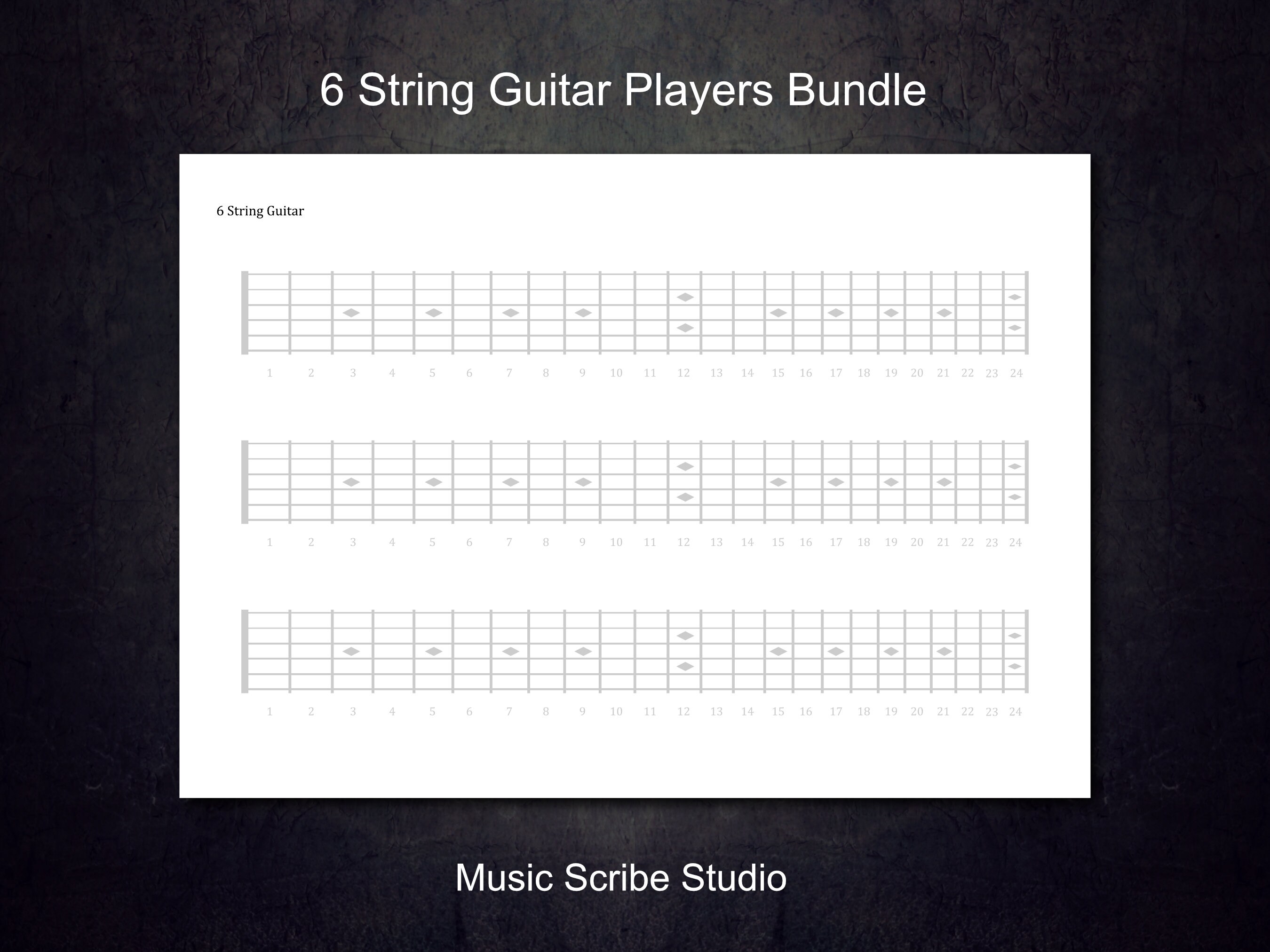 6 String Printable Guitar Players Bundle, Blank Fretboards and Chord ...