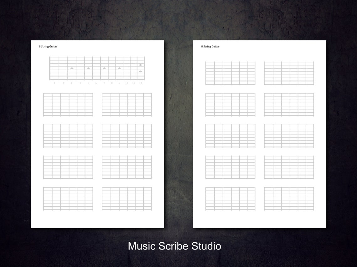 8 String Printable Guitar Blank Fretboard. - Etsy