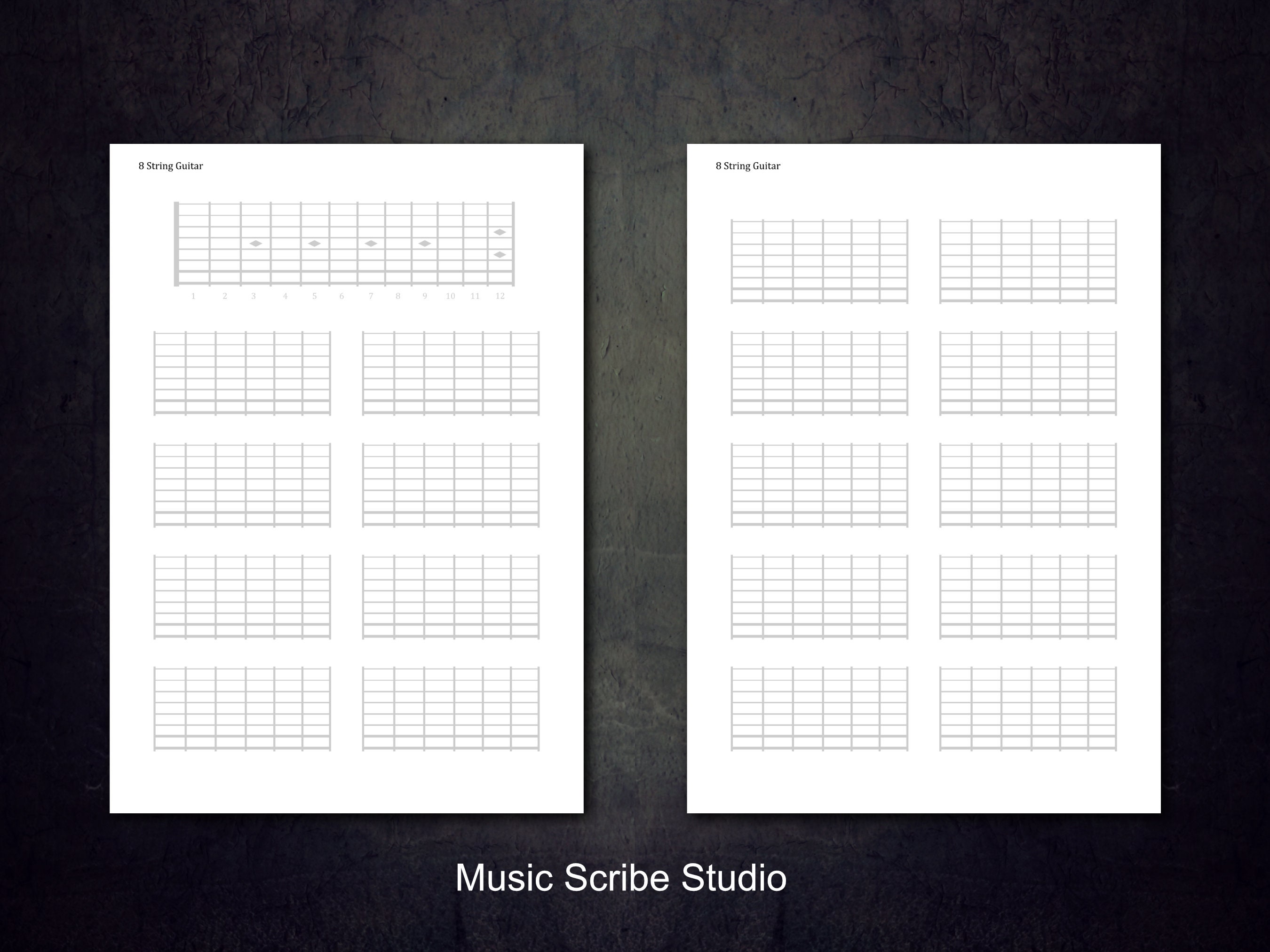 8 String Printable Guitar Blank Fretboard. - Etsy