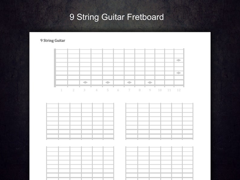 9 String Printable Guitar Blank Fretboard. - Etsy