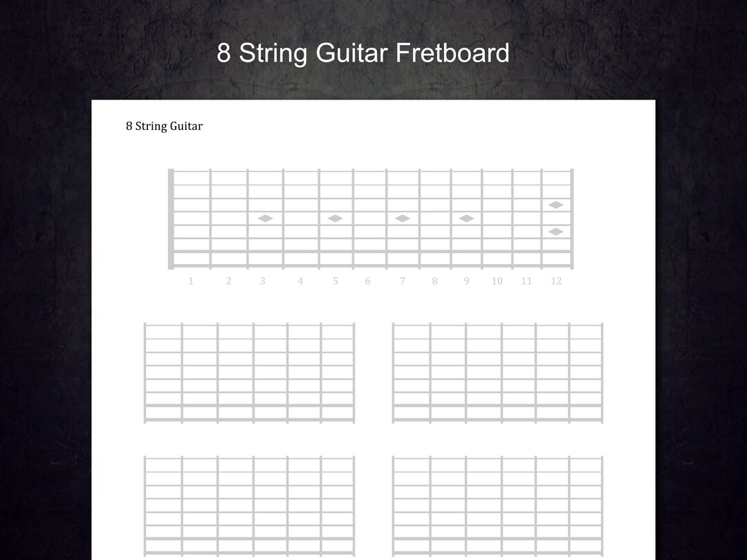 8 String Printable Guitar Blank Fretboard. - Etsy