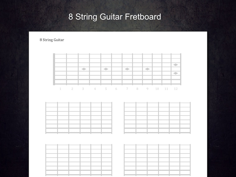 8 String Printable Guitar Blank Fretboard. - Etsy