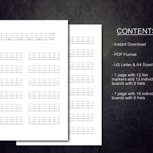 4 String Printable Bass Blank Fretboard. - Etsy