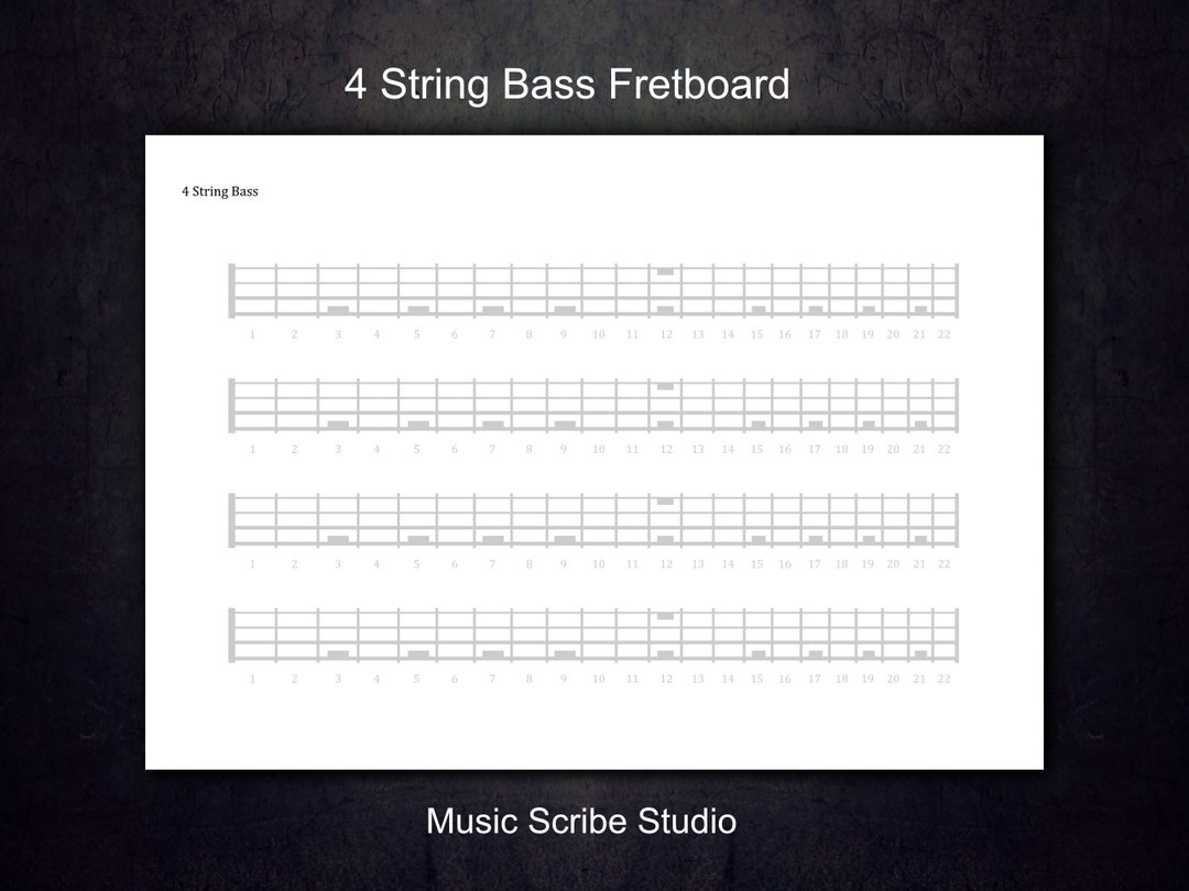 4 String Printable Bass Blank Fretboard With 22 Frets. - Etsy