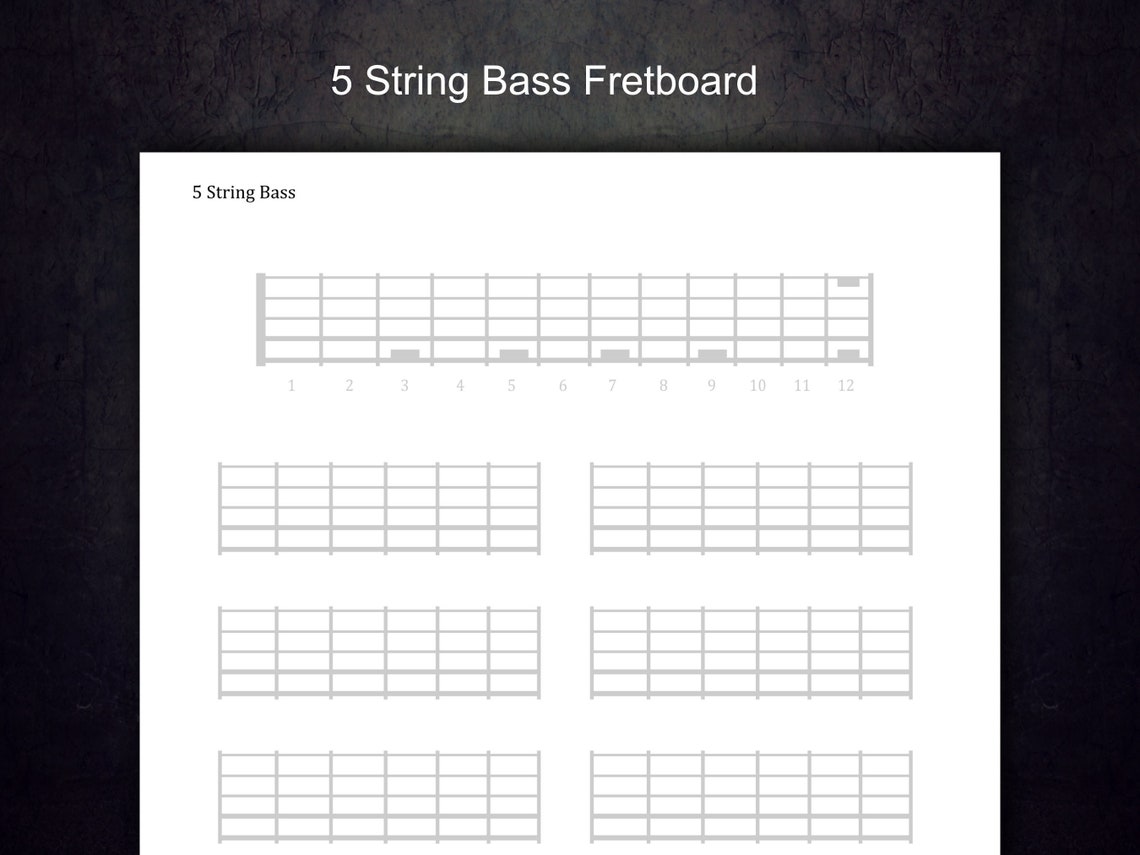 5 String Printable Bass Blank Fretboard. - Etsy