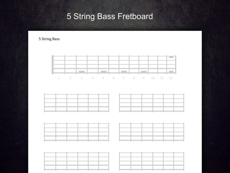 5 String Printable Bass Blank Fretboard. - Etsy
